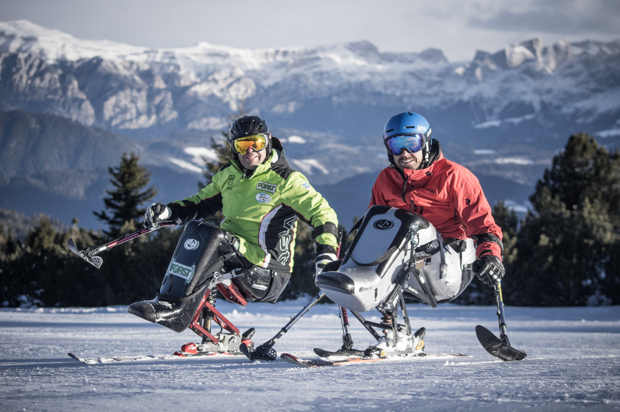 Monoskifahren im Skigebiet Jochgrimm - Barrierefreies Südtirol